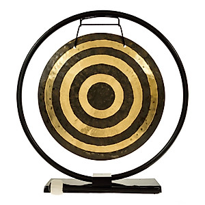 14" Gongs on the Au Courant Gong Stand - 14" Solar Flare Gong. Includes Gong of your Choice, Stand, & Mallet/Traditional Chinese Gong/Great for Meditation & Sound Healing/Bronze Gong