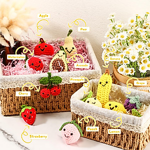 Mindsoft 12 Pcs Inspirational Team Gift Positive Fruit Gift Crochet Keychain Charm Cute Knitted Fruit Smile Face Charm Motivational Appreciation Gift for Christmas Employee Team Gifts