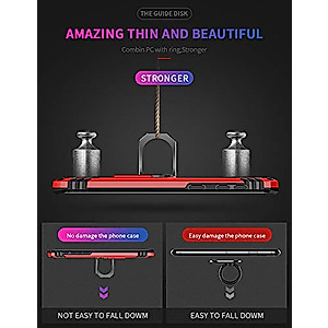 Samsung Galaxy S10 Plus Case with HD Screen Protectors, Androgate Military-Grade Metal Ring Holder Kickstand 15ft Drop Tested Shockproof Cover Case for Samsung Galaxy S10+ (2019) Red