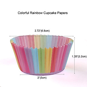 WARMBUY Rainbow Cupcake Papers Baking Cup Liners, 300 Pcs
