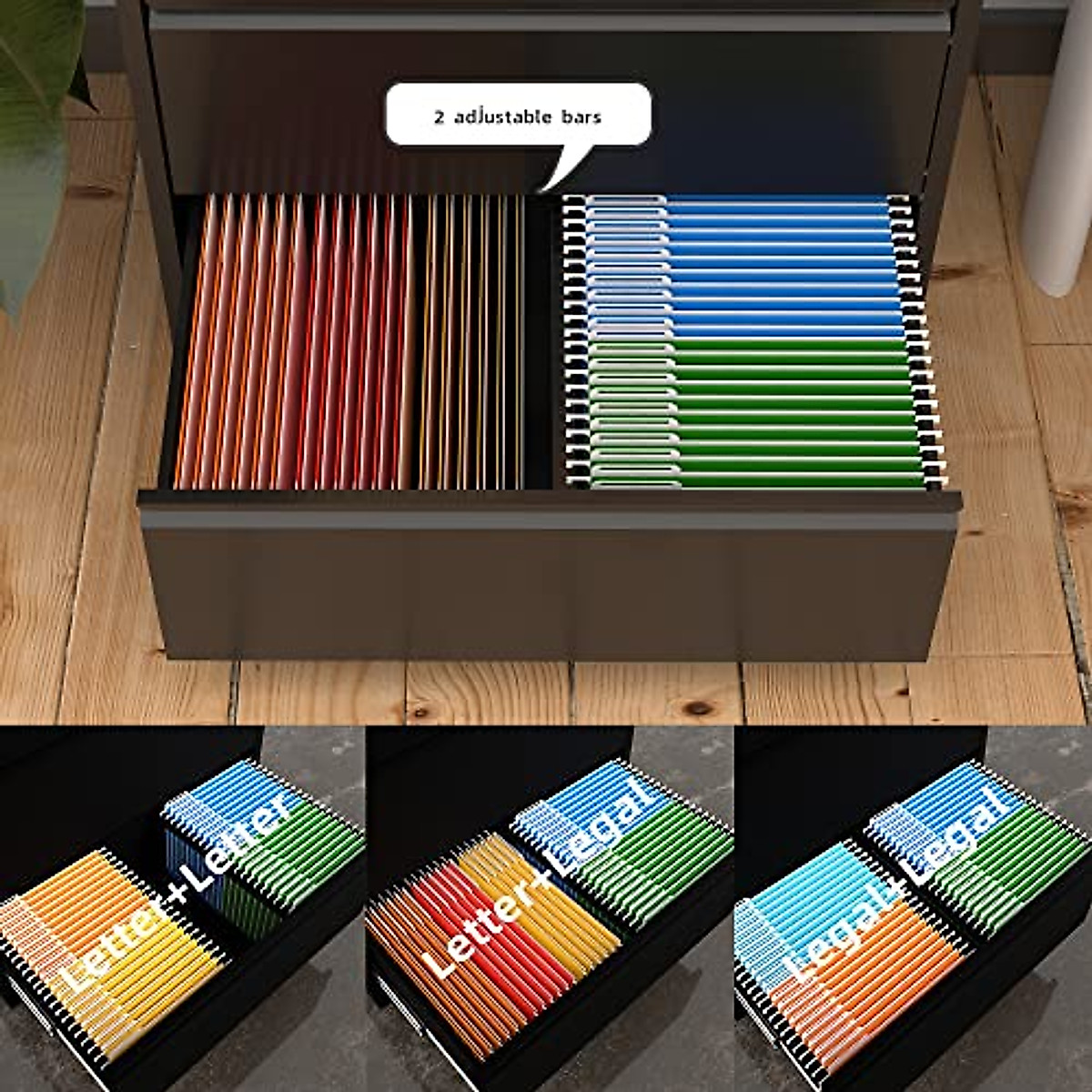 METAN Lateral 4 Drawer File Cabinet, Locking Metal File Cabinet for Home Office, Steel Lateral File Cabinet for Letter Legal Size, Assembly Required, Black