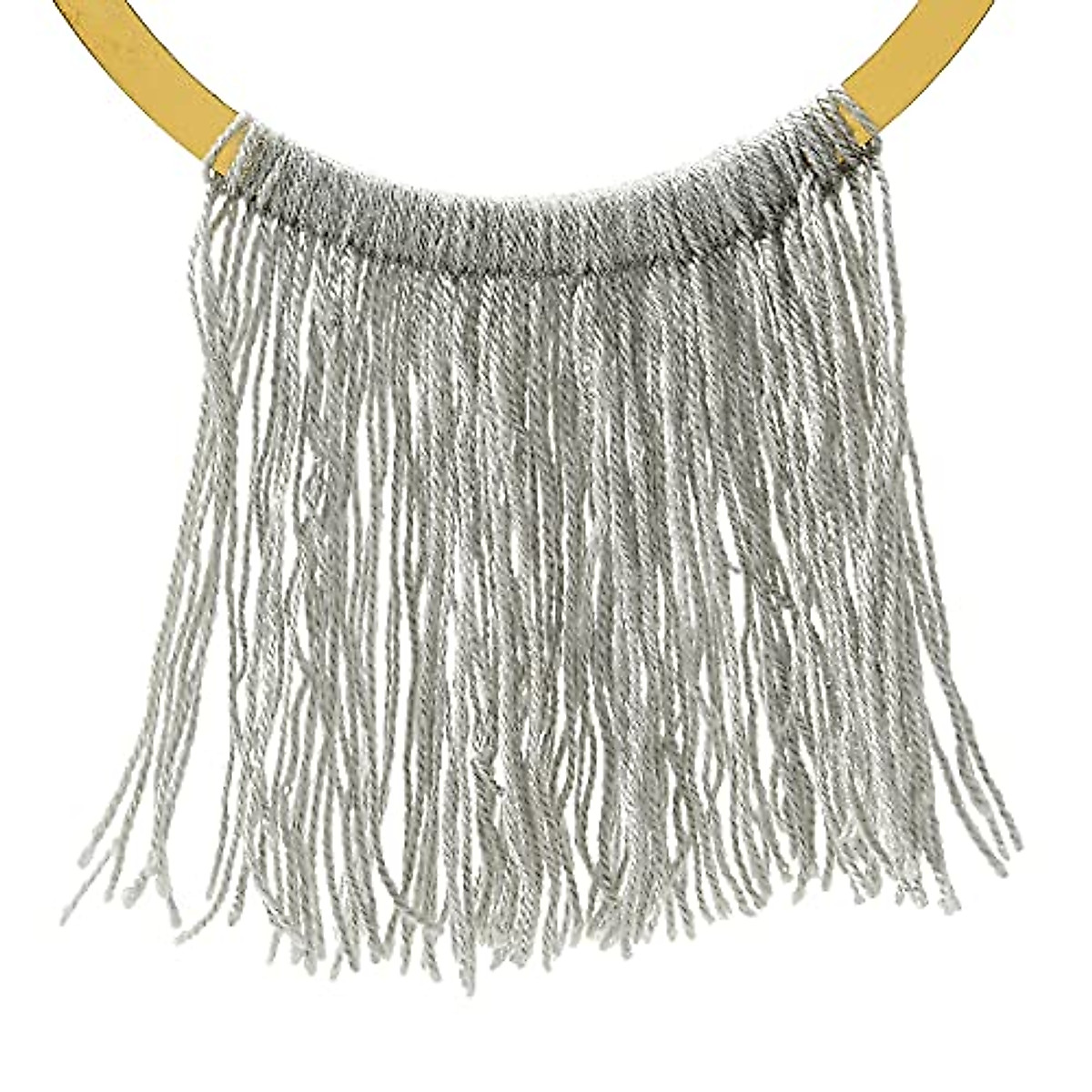 Main + Mesa Round Metal Wall Hanging with Tassel, Gold