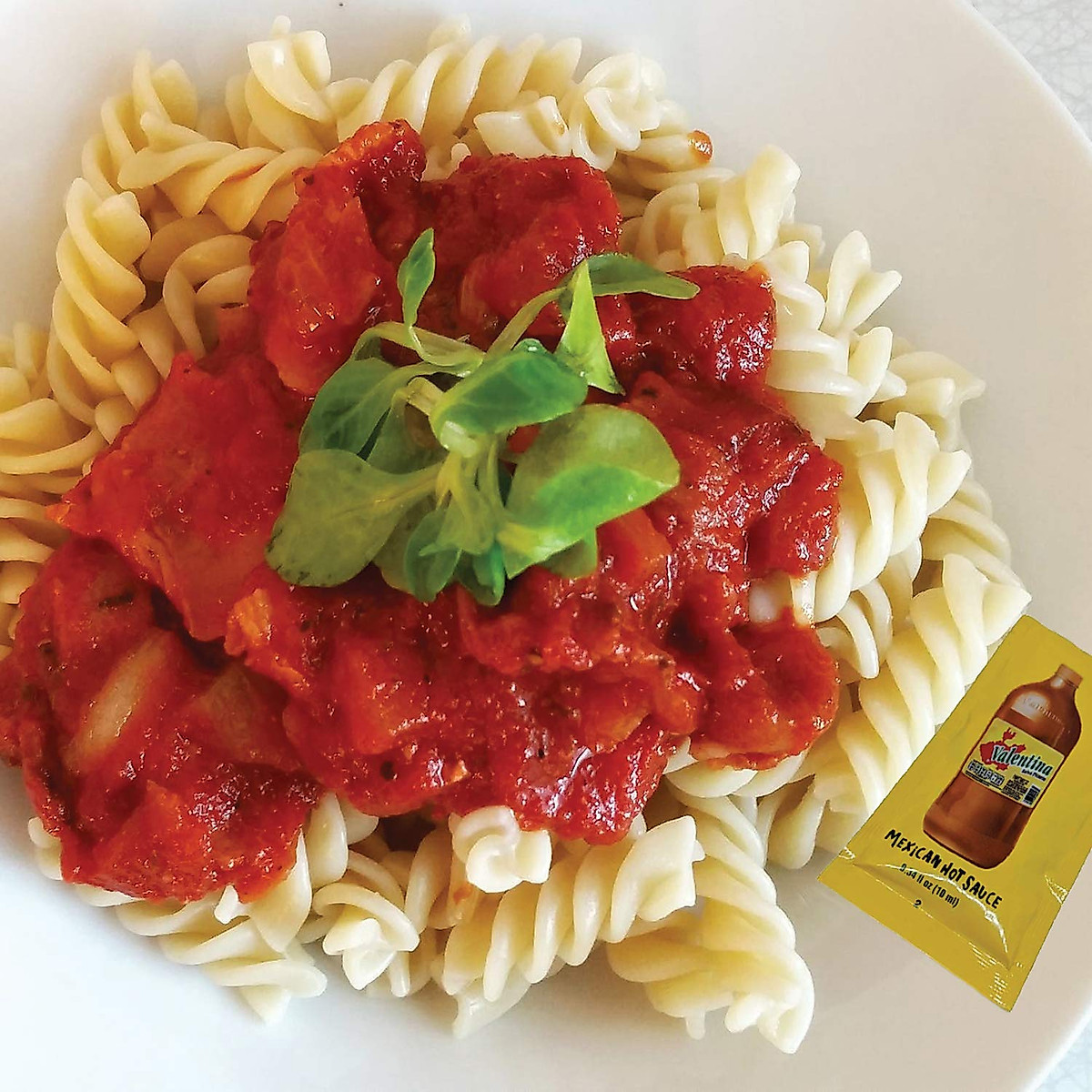 "Valentina Mexican Hot Sauce Picante Salsa Seasoning Salt Spice Mix Made From Chili Peppers Perfect For Chips Fast Foods Lunch Snacks or More 100 Packets of 0.3 Oz. (8 grams) "