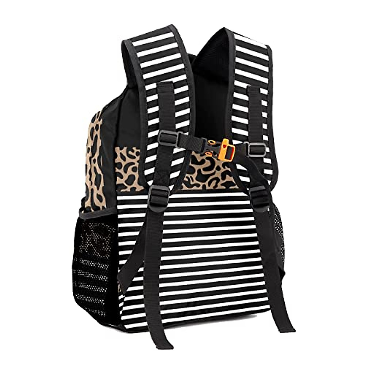 Custom Kid Backpack, Black White Striped Leopard Personalized School Bookbag with Your Own Name, Customization Casual Bookbags for Student Girls Boys