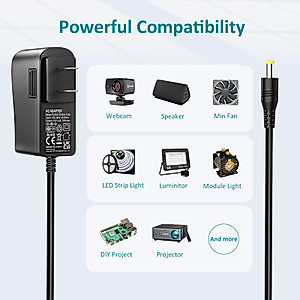 Basicvolt 15V 2A 1A Switching Power Supply Charger 15Volt 2Amp 1.5A Universal AC/DC Adapter Replacement Regulated Power Cord for Litter Robot LED Light and More 15Vdc Household Electronics