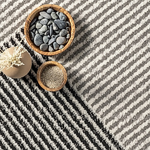 nuLOOM 12' x 15' Indoor Performance Area Rug, Stain-Resistnat, Pet and Kid Friendly, Durable, High-Traffic, Charline Grey/Ivory