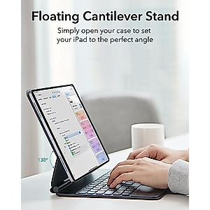 ESR iPad Keyboard Case for iPad Pro 12.9 inch (3rd, 4th, 5th, 6th Generation), Easy-Set Floating Cantilever Stand, Precision Multi-Touch Trackpad, Multi-Color Backlit Keys, Magic Keyboard, Black