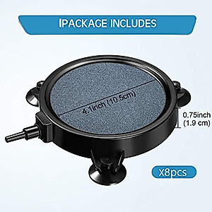 Mudder 8 Pieces 4 Inch Disc Air Stone Diffuser Fish Tank Air Stone with 24 Pieces Suction Cups Aerator Diffuser Round Air Stone Kit for Hydroponics Aquarium Fish Tank Air Stone (Blue with Gray)