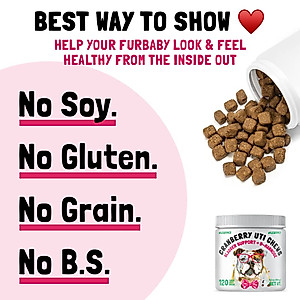 Cranberry UTI Chews for Dogs Bladder Support + D-Mannose Supports Kidney Urinary Tract and Bladder Health Natural Cranberry Wellness Supplement Immune System Booster Natural Pet Antioxidant 120 Chews