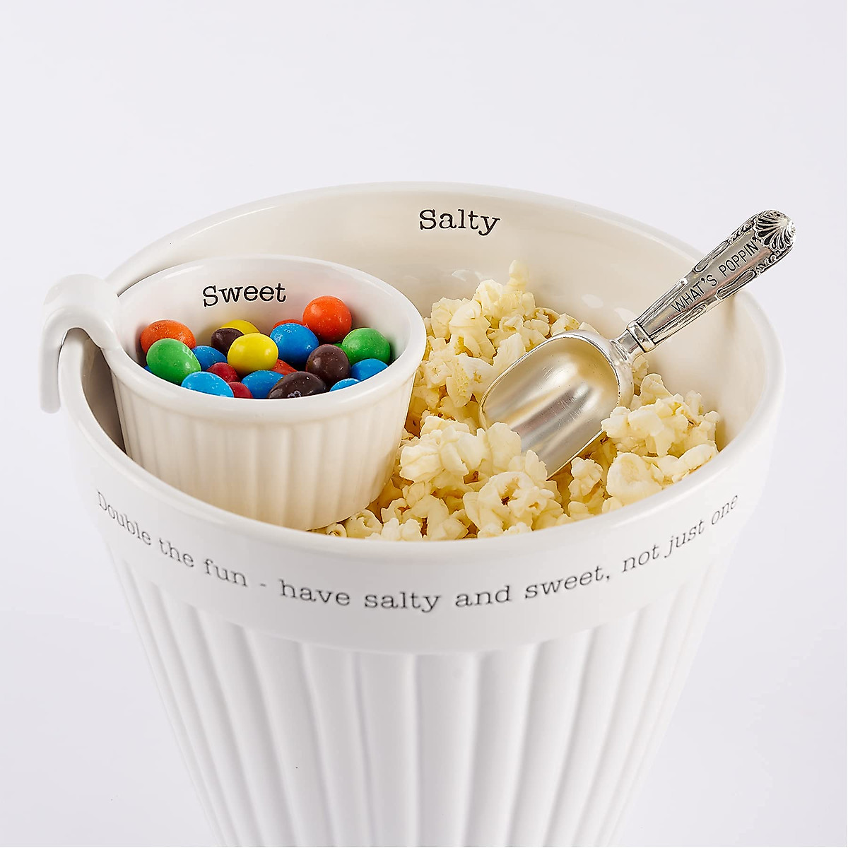 Mud Pie Circa Popcorn and Candy Bowl, White, 7.75" x 5.75" dia