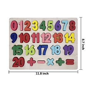 KanCai Kids Wooden 1-20 Number Chunky Puzzle Board Toys - Preschool Early Learning Toys 220x300x10mm (Numbers Puzzle)