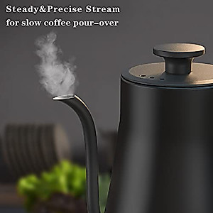 YESERLI Electric Gooseneck Kettle,1200W Electric Kettle 1L for Pour-Over Coffee & Tea, Precise Water Flow, Auto Shutoff & Anti-dry Protection, Ergonomic Handle Design, 100% 304 Stainless Steel, 1L