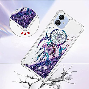 CAIYUNL for Samsung Galaxy A04E Phone Case with Screen Protector, Women Girls Glitter Bling Floating Liquid Cute Soft TPU Slim Silicone Shockproof Protective Cover for Samsung Galaxy A04E Case-Purple