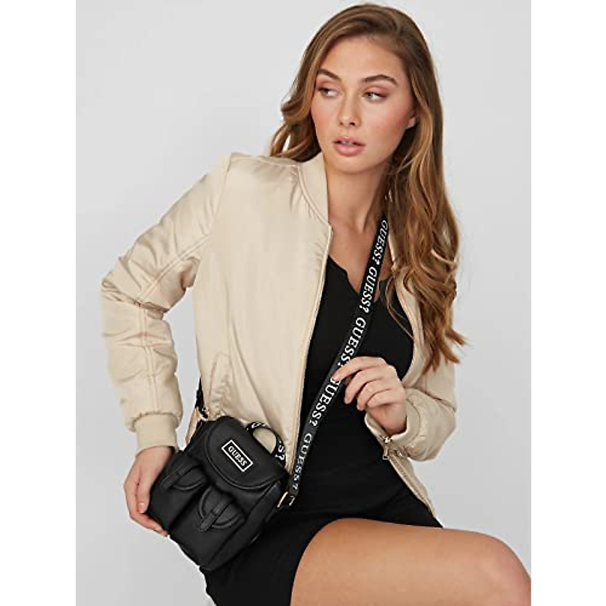 GUESS Women's Rainbow Logo Backpack Style Crossbody Mini Bag Handbag