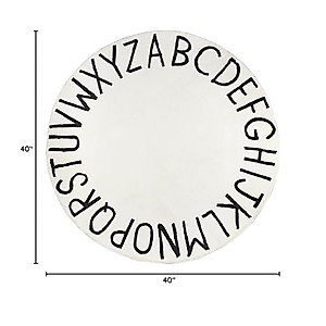 Topotdor Round Kids Play Rug Alphabet Nursery Area Rug Extra Large Soft Crawling Play Mat for Children Toddlers Bedroom (40 inch, Beige)