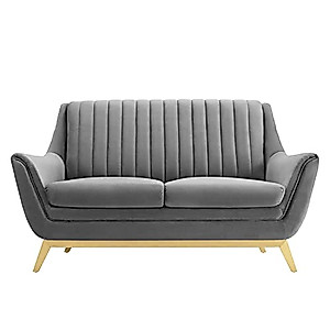 Modway Winsome Channel Tufted Performance Velvet, Loveseat, Gray