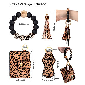 BVGA Wristlet Keychain Bracelet Wallet, Silicone Bead keyring Bangle for Women