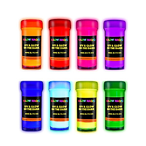 individuall Glow in The Dark Paint - Set of 8, 20 mL Reflective Acrylic Paints for Outdoor and Indoor Use on Canvas, Walls and Ornament Painting - Phosphorescent, Easter Egg Painting Decoration