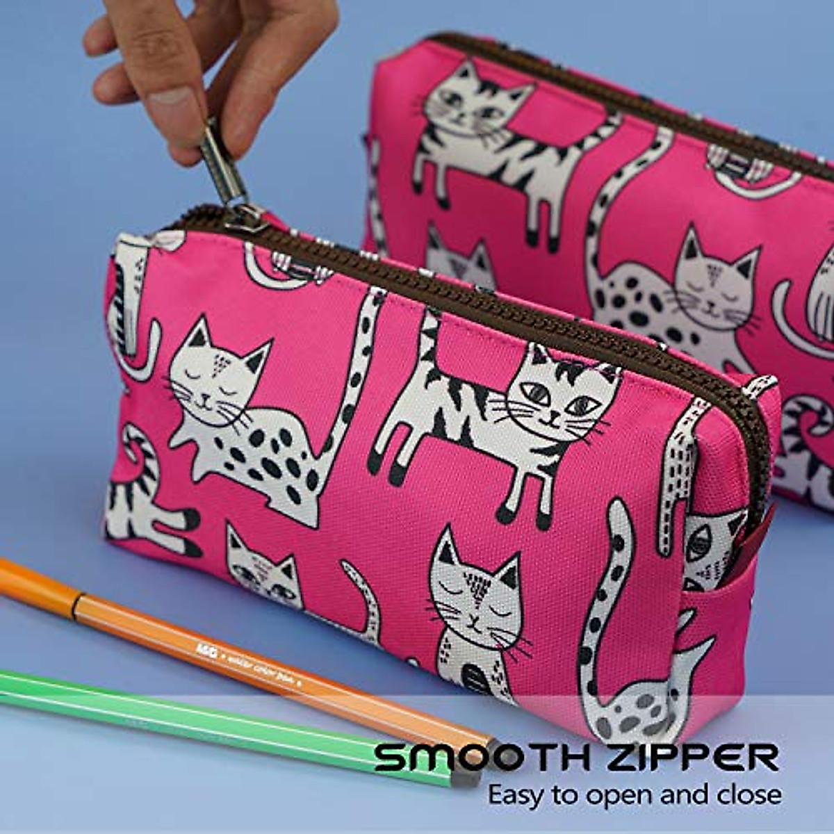 Pink Cat Pencil Case Makeup Bag Cat Lover Gift Crazy Cat Lady Toiletry Case Pouch Gifts for Teens Cosmetic Bag Kawaii Box Stationary Gadget Bag