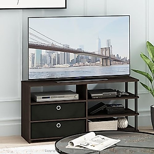 Furinno JAYA Simple Design TV Stand for up to 55-Inch with Bins, Walnut