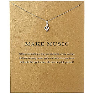 JOYID Delicate Music Note Pendant Necklace Simple Lovely Clavicle Necklace for Women Music Lover Musican Gifts with Meaning Card(Silver)