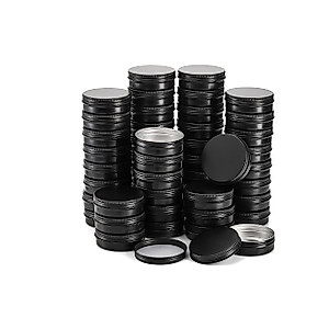 Foraineam 60 Pack 2 oz Round Lip Balm Tin Cans Cosmetic Sample Containers with Screw Lid - Aluminum Empty Tins for Salve, Powder, Spice, or Candies