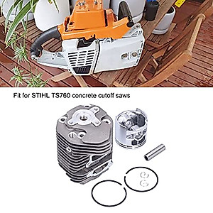 Cylinder Piston Set, Wear Resistant Iron+Aluminum Alloy Cylinder Easy to Install 58mm for Lawn for STIHL TS760 Concrete Cutoff Saws for Garden for Outdoor