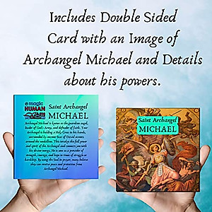 Saint Michael Pendant Holding Holy Cross - Army of God Seal - Archangel Protection Prayer - King of Solomon Star of David Accents - Antique Finish - Guardian Angel Miraculous Medal - White Crystal