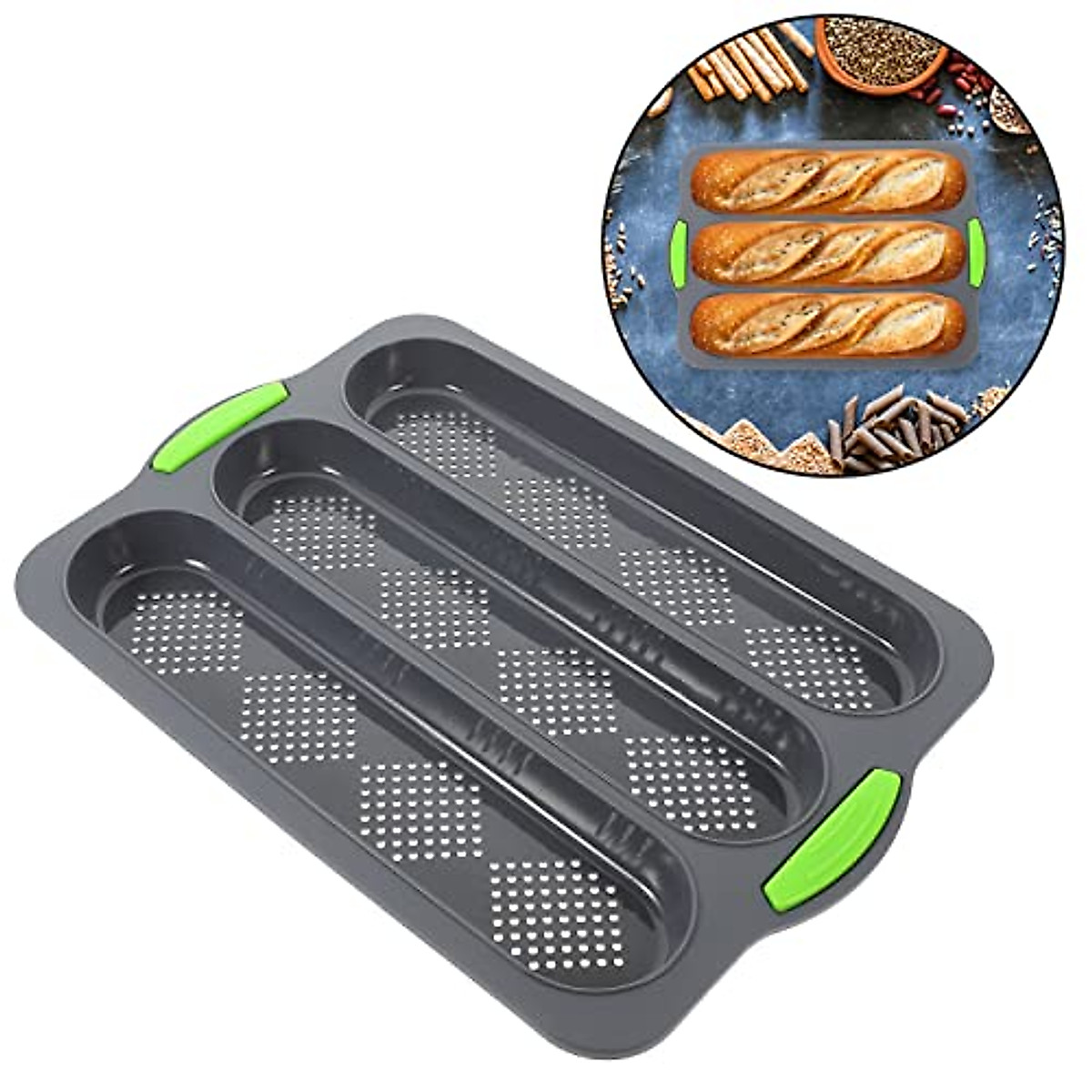 CALLARON Baking Pan Silicone Baguettes Pan Nonstick 3 Wave Loaves French Toast Bread Baking Tray Loaf Mold Pan for DIY Making Breadstick Cake Kitchen Baking Mould Supplies Baking Pans