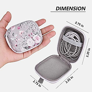 Earbud Case, AIRSPO Airpods Pro 2nd Generation Earphone Organizer Carrying Case Small Storage Bag Hard EVA Shockproof Cover with Carabiner Clip (Grey Pink Rose)