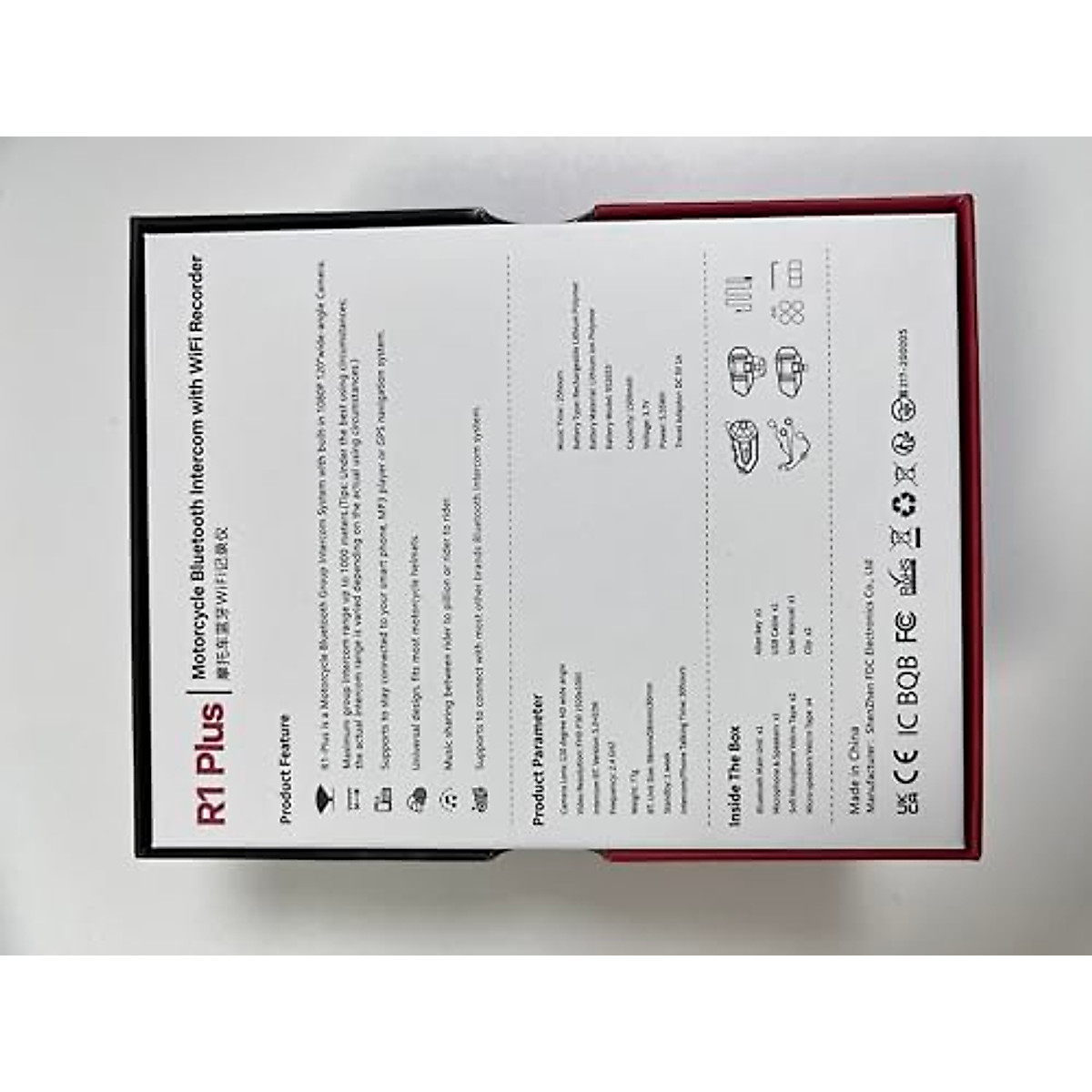 FreedConn Motorcycle Helmet Headset with Camera R1plus Bluetooth Intercom 1000M 6 Riders Waterproof Wireless FM Radio Communication Systems for Most Helmets