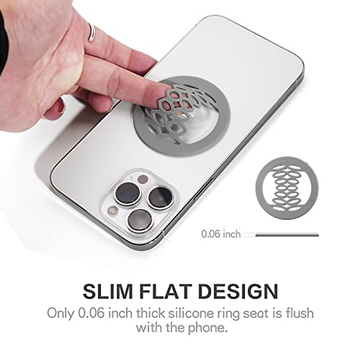 2 Pcs Finger Strap for Phone, Elastic Phone Grip Strap Holder for Smart Phone Gripper - Silicone Finger Strap - Phone Finger Holder for iPhone（Black and Grey）