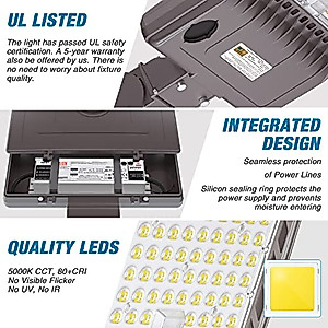 BBESTLED 320W LED Parking Lot Light Commercial Slip Fitter Mount,LED Sport Court Lights Outdoor, UL DLC Listed 44800LM IP65 5000K Commercial Area Street Pole Lighting 100-277VAC Input Brown