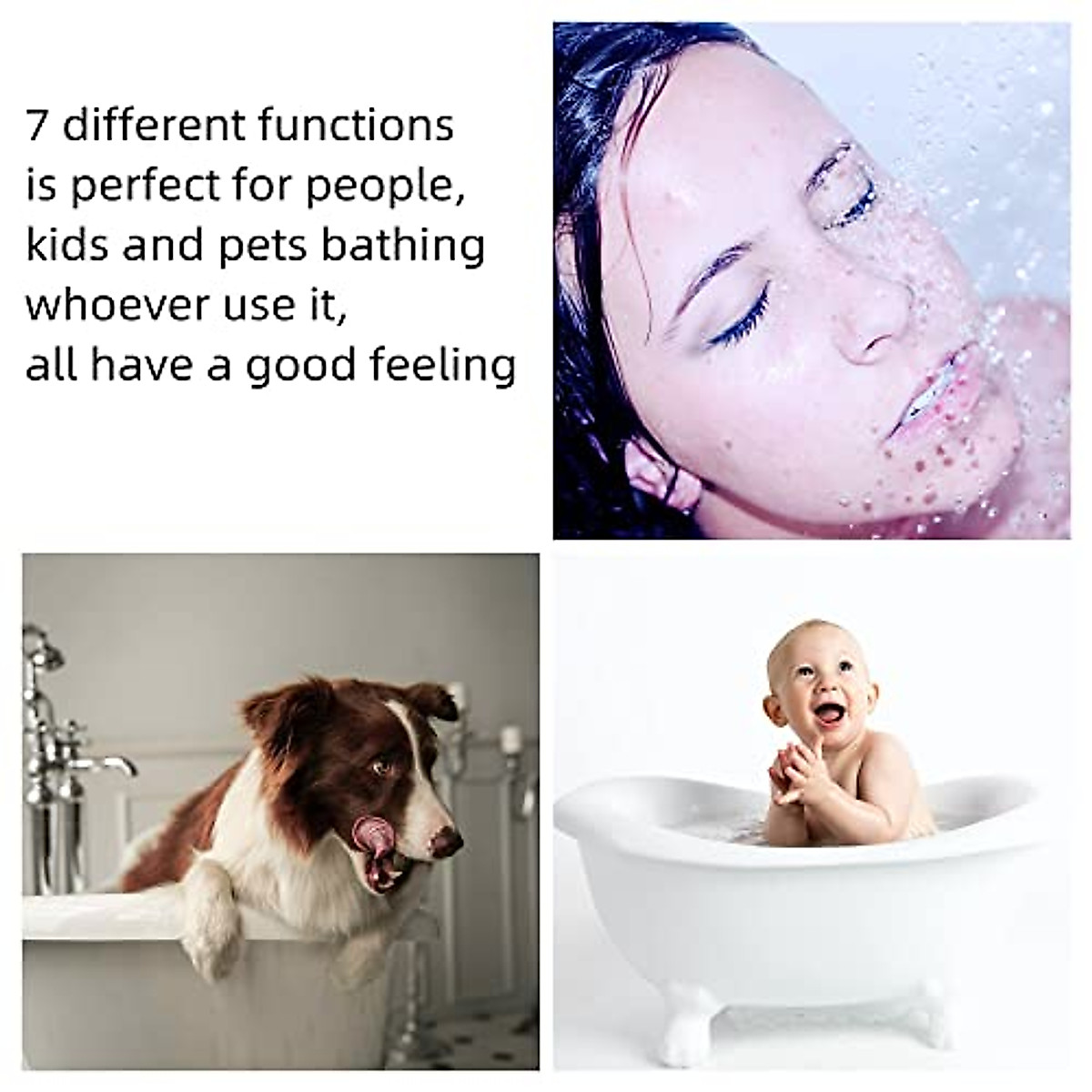 Perfectyihui 7 Functions High Pressure Handheld Shower Head with Extra Long 6.5 ft Flexible and Sturdy Stainless Steel Hose and Adjustable Brass Swivel Ball Joint Bracket (matte black)