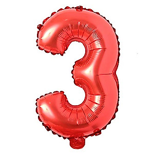Red 28 inch Letter Balloons Alphabet Number Balloons Foil Mylar Party Wedding Bachelorette Birthday Bridal Baby Shower Graduation Anniversary Celebration Decoration (Can not Float) (28 inch Red 3)