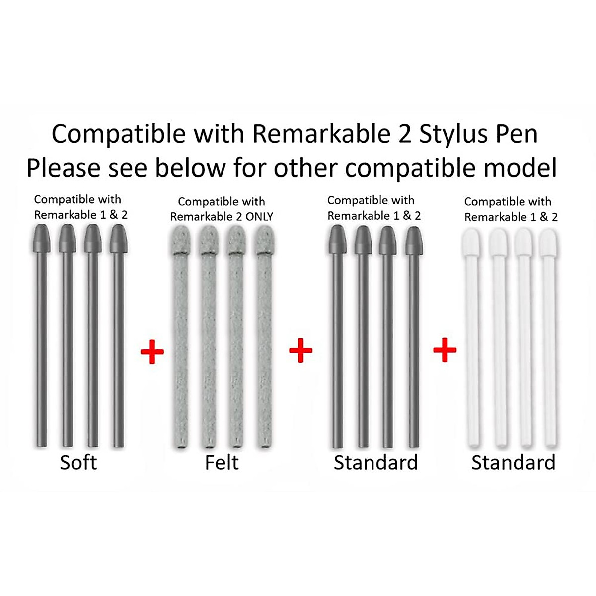 16X Nibs Tips Refill Replacmenet for Marker Remarkable 2 Stylus Tablet Pen Standard Hard Soft Tips