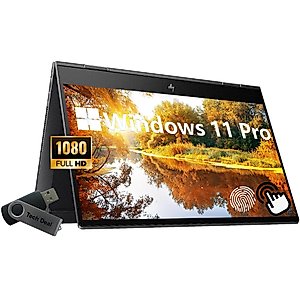 HP Envy x360 2-in-1 Convertible Business Laptop, 15.6” FHD Touchscreen, AMD Ryzen 7 5700U, Windows 11 Pro, 32GB RAM 1TB SSD, Fingerprint Reader, Backlit Keyboard, Tech Deal USB, ‎‎Black