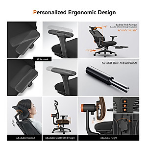 Newtral Office Chair Ergonomic & Laptop Table - High Back Desk Chair with Footrest, Auto-Following Lumbar Support, 4D Armrest, Adjustable Seat Depth & Height, Computer Desk Chair for Home Workstation