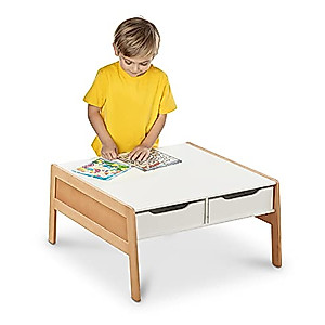 Melissa & Doug Wooden Art & Activity Table with Bins - Wooden Kids Activity Table, Kids Art Table With Storage,White