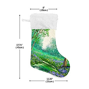 Kigai Christmas Stockings Silent Forest Large Candy Stockings Stuffers Kids Cute Xmas Sock Decorations 1PC for Home Holiday Party 12" x18"