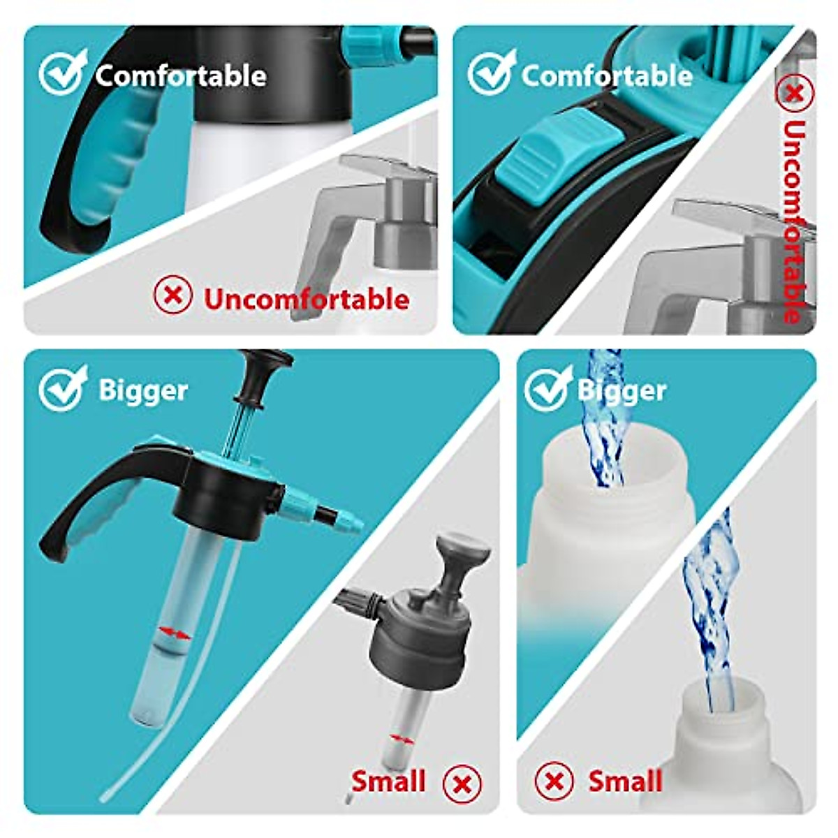 Itisll Manual Garden Sprayer Hand Lawn Pressure Pump Sprayer Safety Valve Adjustable Brass Nozzle with Extended Spray Wand, Durable Polyethylene Rod 0.5 Gal