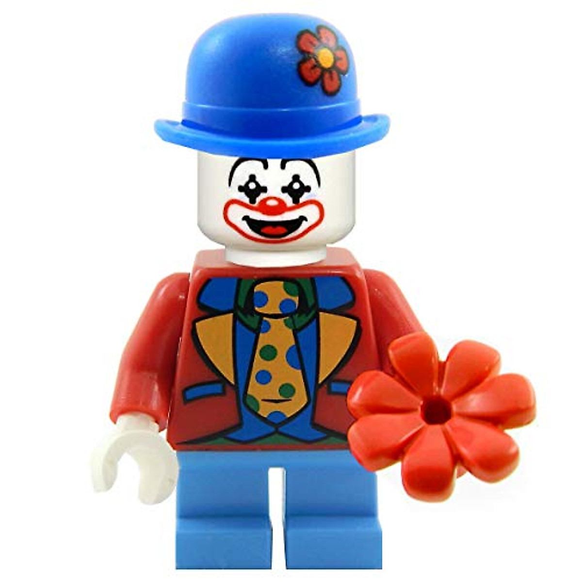 Booster Bricks Lego Adorable Little Clown Minifigure with Flower - minifig Small hat tie