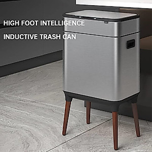 GENIGW Smart Sensor Trash Can Stainless Steel Rectangle Trash Bin High Foot Rubbish Bin Kitchen Sorting Garbage Can Automatic Waste Bin