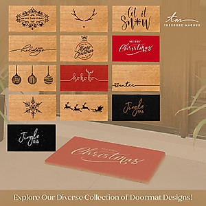 THEODORE MAGNUS Natural Coir Doormat with Non-Slip Backing - 17 x 30 - Outdoor/Indoor - Christmas Door Mat - Christmas - Snowflake - COIR-1730-15-311