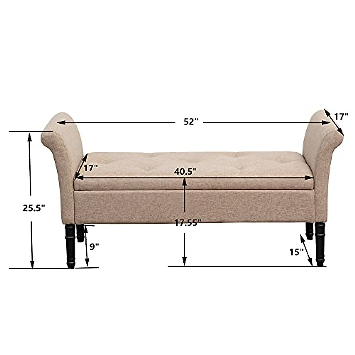 annjoe Storage Ottoman Bench Bedroom Bench Bed Entryway Hallway Chest, Footrest, Padded Seat