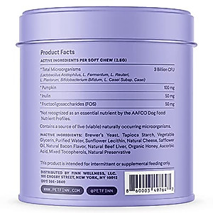 Finn Digestive Probiotics for Dogs - Complete Digestive System Support with Pumpkin, Prebiotics, & Live Probiotics - Vet Recommended & Made in The USA - 90 Soft Chews