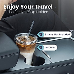 Fit Meal Prep 50 Pack 32 oz Clear Plastic Cups with Flat Lids, Disposable Iced Coffee Cups, BPA Free Premium Crystal Smoothie Cup for Party, Lemonade Stand, Cold Drinks, Juice, Milkshake