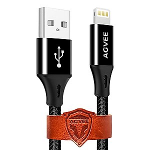 AGVEE 3 Pack 1.5ft for iPhone Charging Cable, Reinforced End Tip, Braided Fast OEM USB Charger Wire Data Cord for iPhone 11 10 8 7 6S 6, iPad iPod iOS Case Friendly, Black
