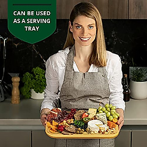 Bamboo Serving Boards, Wood Chopping Boards with Juice Groove, Wooden Serving Board for Vegetables