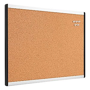 Amazon Basics Cork Board with Aluminum/Plastic Frame and Mounting Tabs, 17 x 23 Inches